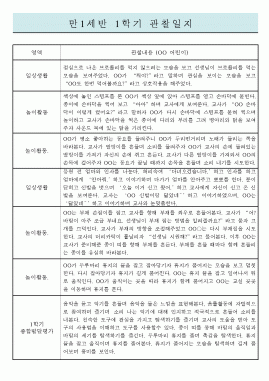 만1세 1학기(상반기) 영아전담 어린이집 관찰일지 / 종합발달평가 (일상,놀이 관찰일지)-1페이지