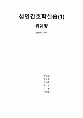 위궤양casestudy(간호진단5개,간호과정3개,위궤양과관련된급성통증,토혈과관련된체액부족,오심과관련된영양불균형 영양부족, 간헐적 통증과 관련된 수면박탈, 토혈과 관련된 불안)-1페이지