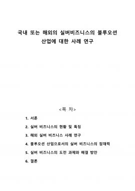 국내 또는 해외의 실버비즈니스의 블루오션 산업에 대한 사례 연구-1페이지