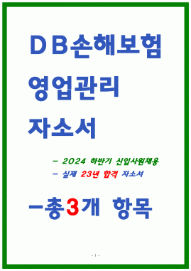 DB손해보험 영업관리 자소서 23년 합격-1페이지