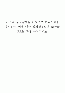 기업의 투자활동을 바탕으로 현금흐름을 추정하고 이에 대한 경제성분석을 NPV와 IRR을 통해 분석하시오.-1페이지