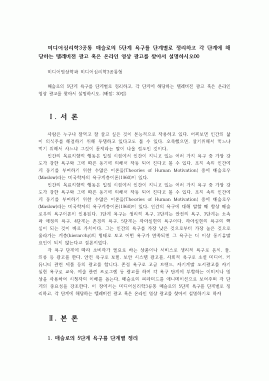 미디어심리학3공통 매슬로의 5단계 욕구를 단계별로 정리하고 각 단계에 해당하는 텔레비전 광고 혹은 온라인 영상 광고를 찾아서 설명하시오00-1페이지