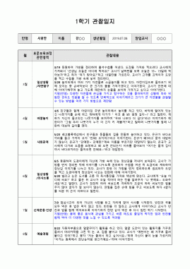 만4세 1학기(3월~8월) 관찰일지 유아관찰일지 아동관찰일지-1페이지