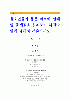 청소년들이 용돈 과소비 실태 및 문제점을 살펴보고 해결방법에 대해서 서술하시오-1페이지