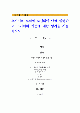 스키너의 조작적 조건화에 대해 설명하고 스키너의 이론에 대한 평가-1페이지