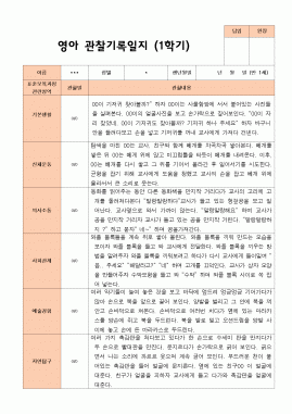 만 1세 1학기2학기 영아관찰일지 10명-1페이지