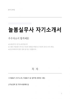 늘봄실무사 자소서 직무수행계획서-1페이지