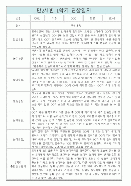 만2세반 5명 1학기 관찰일지 입니다.(평가인증A/1학기 종합발달평가 포함)-1페이지