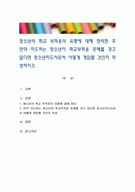 청소년의 학교 부적응의 유형에 대해 정리한 후 만약 지도하는 청소년이 학교부적응 문제를 겪고 있다면 청소년지도사로서 어떻게 개입할 것인지 작성하시오.-1페이지