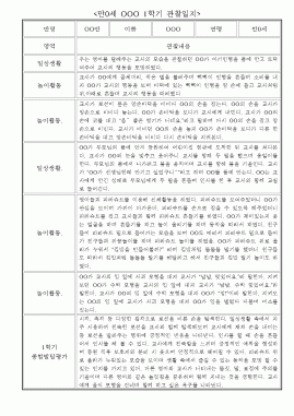 만0세 1학기 총평 포함 5명 관찰일지 입니다.-1페이지