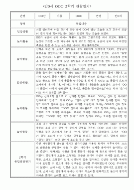 만0세 2학기 총평 포함 5명 관찰일지 입니다.-1페이지