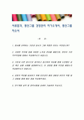 서류합격, 풍산그룹 경영관리 자기소개서, 풍산그룹 자소서-1페이지