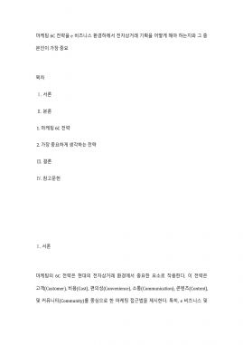 마케팅 6C전략을 e비즈니스 환경하에서 전자상거래 기획을 어떻게 해야 하는지와 그 중 본인이 가장 중요-1페이지