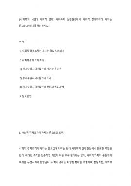 (사회복지 시설과 사회적 경제) 사회복지 실천현장에서 사회적 경제조직이 가지는 중요성과 의미를 작성하시오 (4)-1페이지