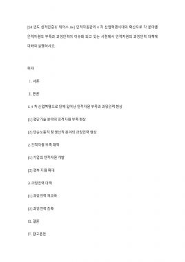 [24년도 성적인증有 위더스 A+] 인적자원관리 4차 산업혁명시대의 확산으로 각 분야별 인적자원의 부족과 과잉인력이 이슈화 되고 있는 시점에서 인적자원의 과잉인력 대책에 대하여 설명하시오.-1페이지