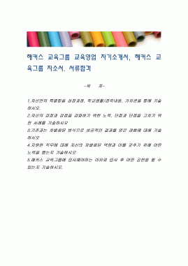 해커스 교육그룹 교육영업 자기소개서, 해커스 교육그룹 자소서-1페이지