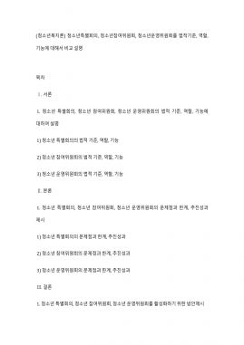 (청소년복지론) 청소년특별회의, 청소년참여위원회, 청소년운영위원회를 법적기준, 역할, 기능에 대해서 비교 설명-1페이지