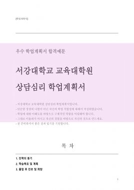 서강대학교 교육대학원 상담심리 학업계획서-1페이지