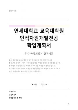 연세대학교 교육대학원 인적자원개발전공 학업계획서-1페이지