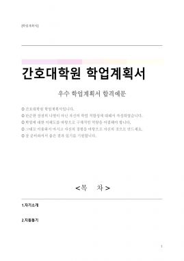 간호대학원 학업계획서(이화여대 한양대 고려대 서울대 중앙대 가톨릭대 간호학과)-1페이지