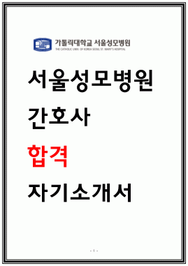 서울성모병원 자소서 2025신규간호사 채용 지원동기 가장중요하게생각하는 가치관 입사후포부-1페이지