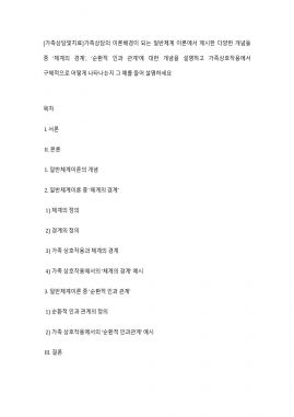 [가족상담및치료]가족상담의 이론배경이 되는 일반체계 이론에서 제시한 다양한 개념들 중 ‘체계의 경계’, ‘순환적 인과 관계’에 대한 개념을 설명하고 가족상호작용에서 구체적으로 어떻게 나타나는지 그 예를 들어 설명하세요-1페이지