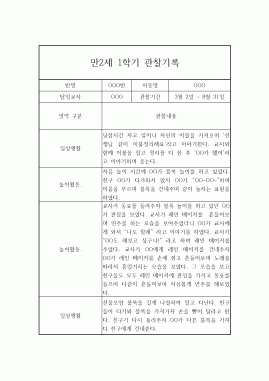 만2세 1년분량 관찰일지 (관찰내용총평 있음)-1페이지