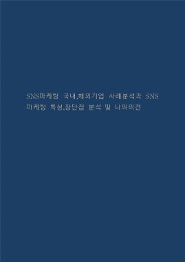 SNS마케팅 국내,해외기업 사례분석과 SNS마케팅 특성,장단점 분석 및 나의의견-1페이지