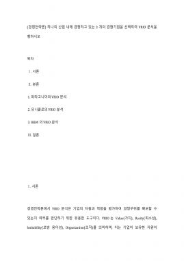 (경영전략론) 하나의 산업 내에 경쟁하고 있는 3개의 경쟁기업을 선택하여 VRIO 분석을 행하시오 (5)-1페이지