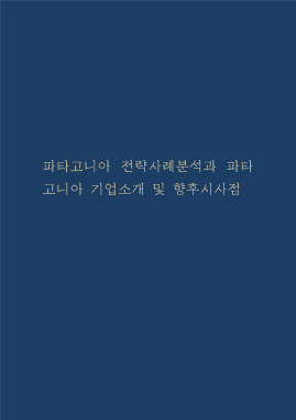 파타고니아 전략사례분석과 파타고니아 기업소개 및 향후시사점-1페이지