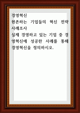 경영혁신 ) 현존하는 기업들의 혁신 전략 사례조사, 실제 경영하고 있는 기업 중 경영혁신에 성공한 사례를 통해 경영혁신을 정의-1페이지