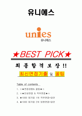 유니에스 면접기출(최신)+꿀팁[최종합격!] +1000대기업 1차 직무면접 + 2차 임원면접 최종합격자 답안-1페이지