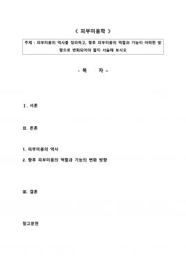 피부미용의 역사를 정리하고, 향후 피부미용의 역할과 기능이 어떠한 방향으로 변화되어야 할지 서술해 보시오-1페이지