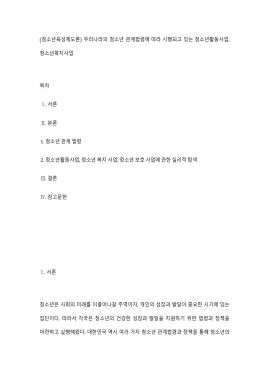 (청소년육성제도론) 우리나라의 청소년 관계법령에 따라 시행되고 있는 청소년활동사업, 청소년복지사업 (1)-1페이지