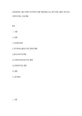 (건강증진론 A형) 다양한 미디어에서 일명 먹방(쿡방) 또는 음주 장면 노출이 관객 또는 시청자의 태도, 신념, 행동-1페이지