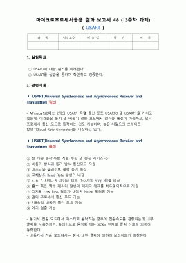 (A+) 마이크로프로세서응용 ATmega128 USART 보고서-1페이지