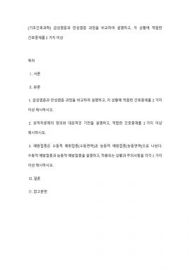 (기초간호과학) 급성염증과 만성염증 과정을 비교하여 설명하고, 각 상황에 적합한 간호중재를 2가지 이상 (2)-1페이지