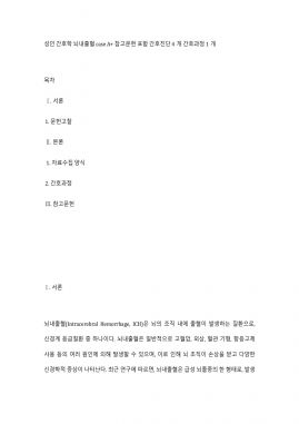 성인 간호학 뇌내출혈 case A+ 참고문헌 포함 간호진단 4개 간호과정 1개-1페이지