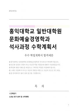 홍익대학교 일반대학원 문화예술경영학과 석사과정 수학계획서-1페이지