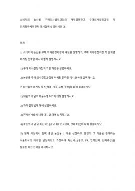 소비자의 농산물 구매의사결정과정의 개념설명하고 구매의사결정과정 각 단계별마케팅전략 예시함께 설명하시오0k-1페이지