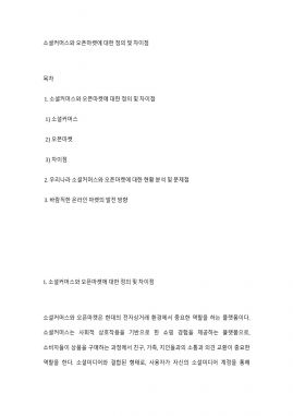 소셜커머스와 오픈마켓에 대한 정의 및 차이점-1페이지