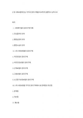 5대 사회보험에 있는 각각의 권리구제를 비교하여 설명하고 논하시오-1페이지