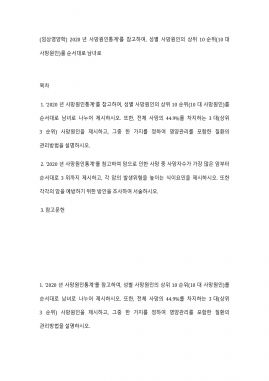 (임상영양학) 2020년 사망원인통계’를 참고하여, 성별 사망원인의 상위 10순위(10대 사망원인)를 순서대로 남녀로-1페이지