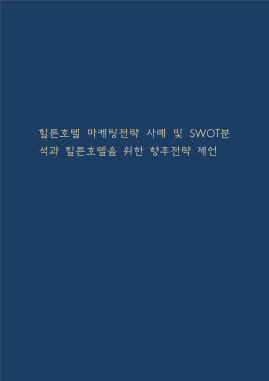 힐튼호텔 마케팅전략 사례 및 SWOT분석과 힐튼호텔을 위한 향후전략 제언-1페이지