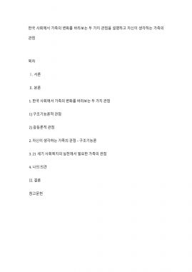 한국 사회에서 가족의 변화를 바라보는 두 가지 관점을 설명하고 자신이 생각하는 가족의 관점-1페이지