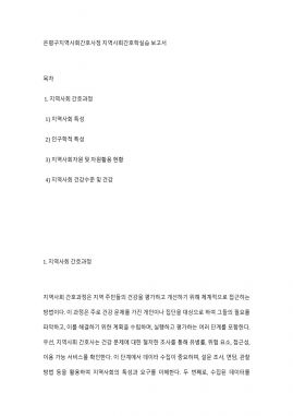 은평구지역사회간호사정 지역사회간호학실습 보고서-1페이지