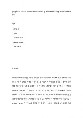 precipitation titration determination of chloride by the mohr method by dr.deniz korkmaz post-1페이지