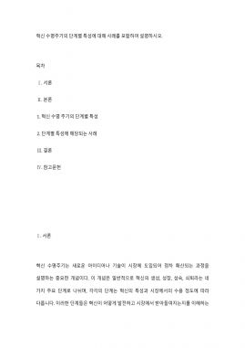 혁신 수명주기의 단계별 특성에 대해 사례를 포함하여 설명하시오. (2)-1페이지