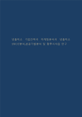 넷플릭스 기업전략과 마케팅분석과 넷플릭스 SWOT분석,성공기별분석 및 향후시사점 연구-1페이지