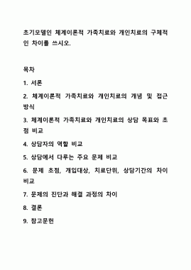 초기모델인 체계이론적 가족치료와 개인치료의 구체적인 차이를 쓰시오.-1페이지